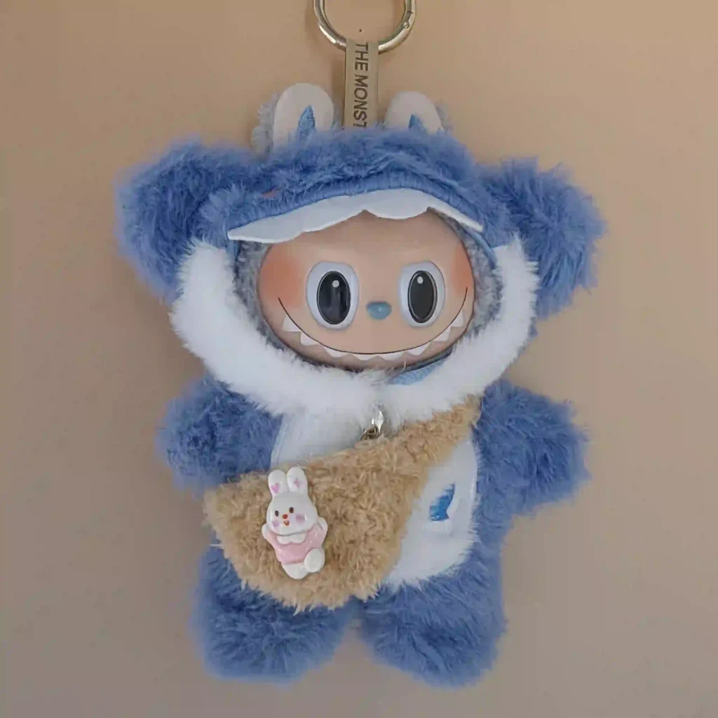 Labubu Blue Plush Monster Costume Keychain - Labubu Clothes